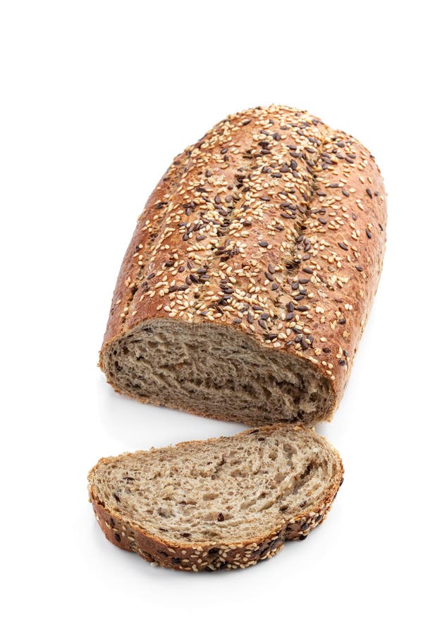 Sliced Wholemeal Rye Bread with Pearl Barley Isolated on White Stock ...