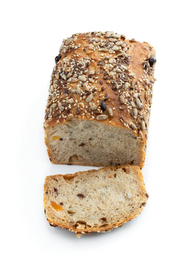 Sliced Wholemeal Rye Bread with Pearl Barley Isolated on White Stock ...