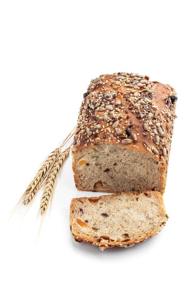 Sliced Wholemeal Rye Bread with Pearl Barley Isolated on White Stock ...