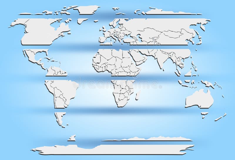 Sliced World Map White Continents on Blue Stock Illustration ...