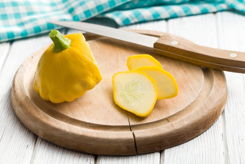 Sliced yellow patisson stock image. Image of vegan, button - 32744405