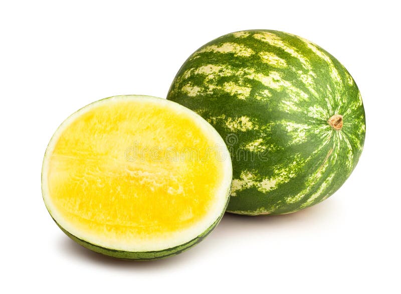 Sliced Yellow Watermelon Path Isolated Stock Image - Image of ...