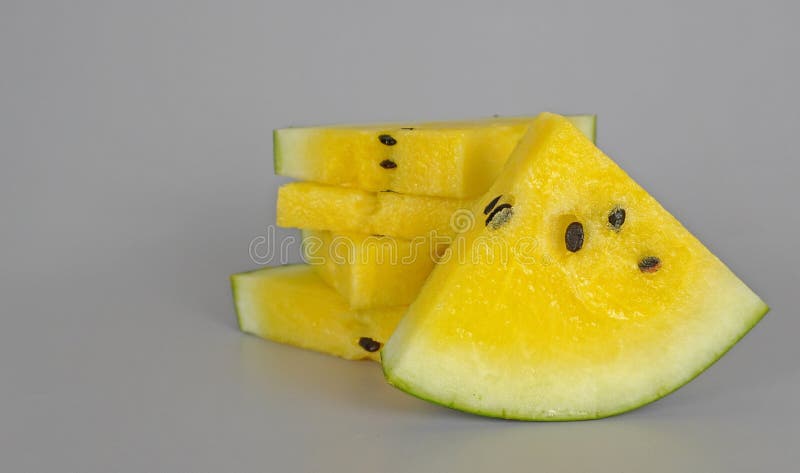 Sliced Yellow Watermelon.Several Rectangular Slices of Yellow Watermelon are Stacked ...