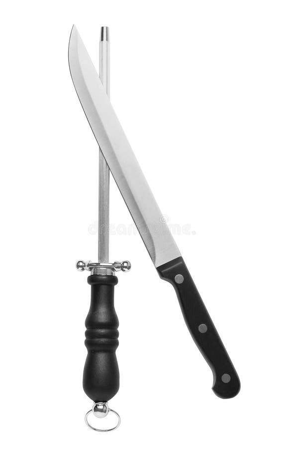 Slicer Knife and Sharpening Stick Isolated Stock Image - Image of ...