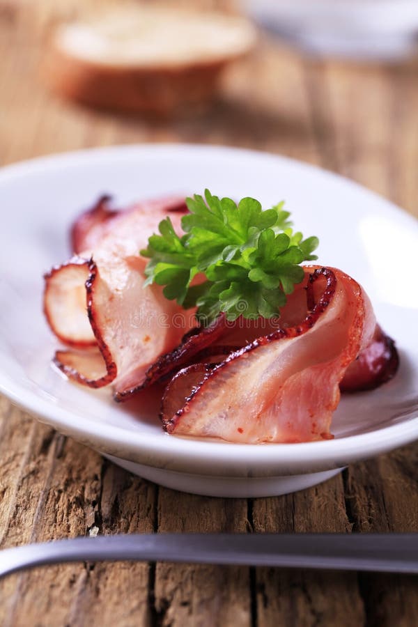 Slices of bacon stock photo. Image of food, plate, thin - 22836362