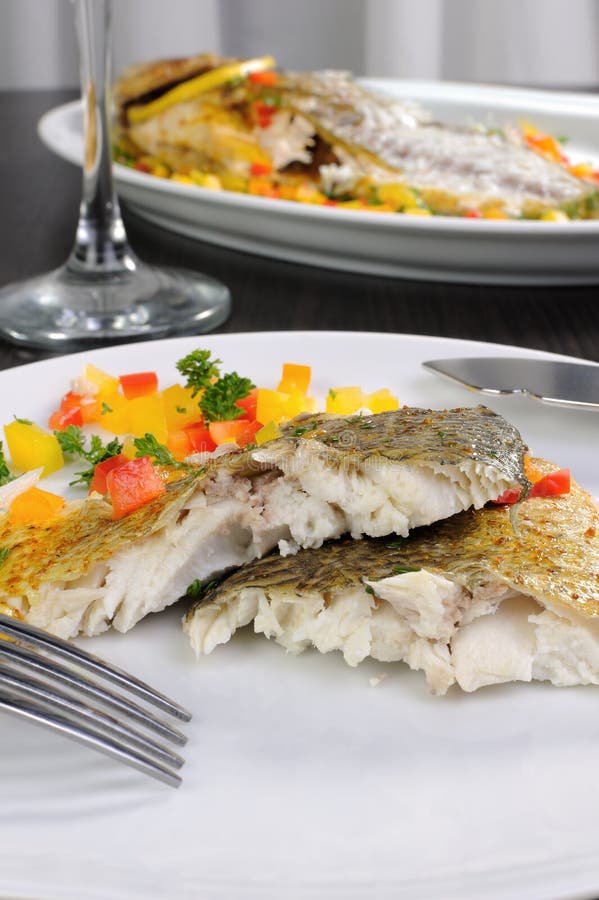 Slices of Baked Fish Dorado Stock Image - Image of redfin, brunch: 55816025