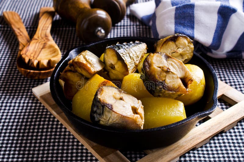 Slices of baked fish stock image. Image of brown, culinary - 63583649