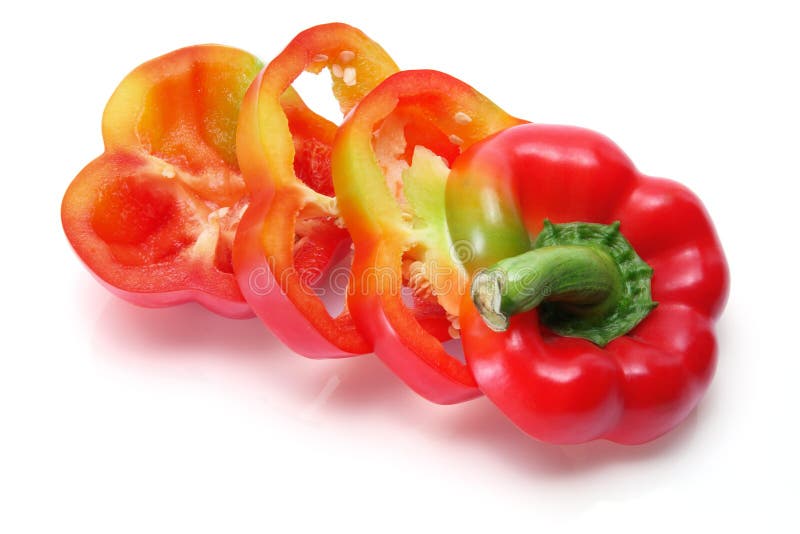 Slices of Bell Peppers stock photo. Image of shot, white - 16978528