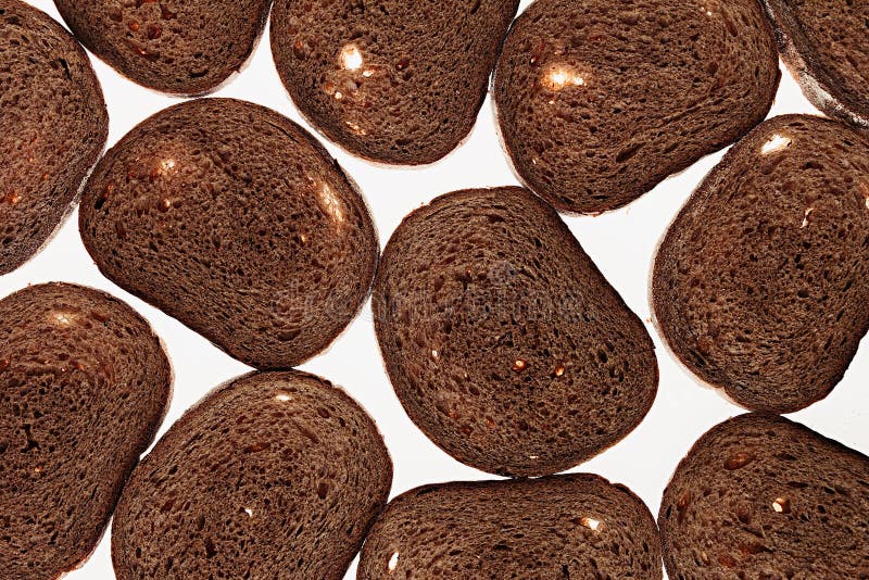 Slices of Black Rye Bread on a White Background. Food Background Stock ...