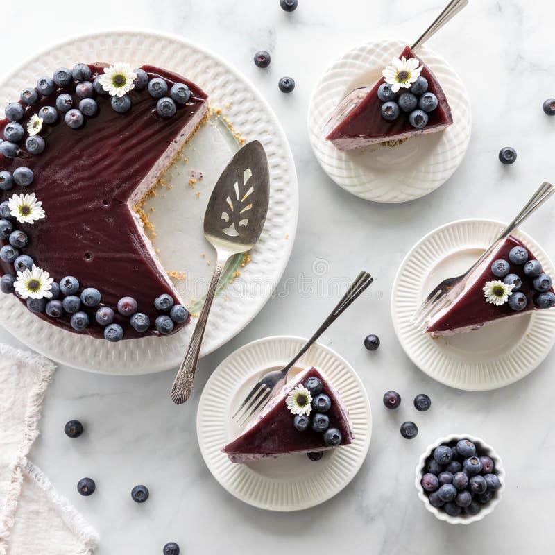 Slices of Blueberry Cheesecake with the Remaining Cake beside. Stock ...