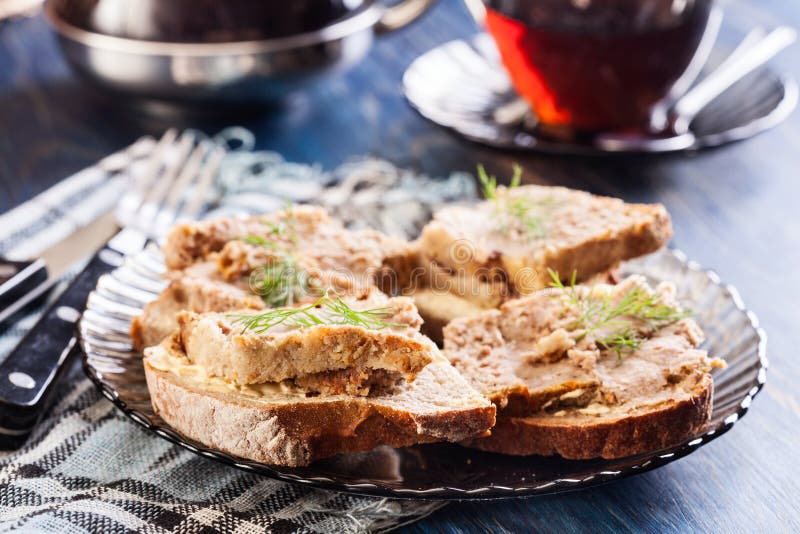 Slices of Bread with Baked Pate Stock Image - Image of appetizer ...