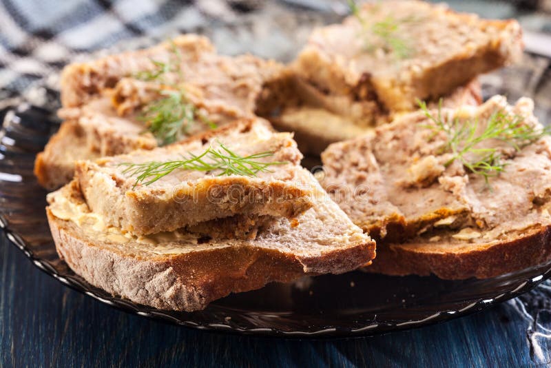 Slices of Bread with Baked Pate Stock Image - Image of food, baguette ...