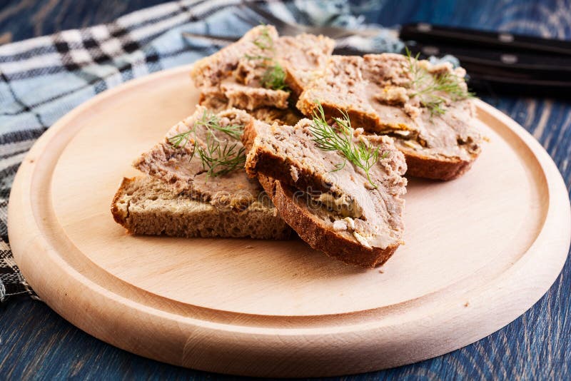Slices of Bread with Baked Pate Stock Photo - Image of herb ...