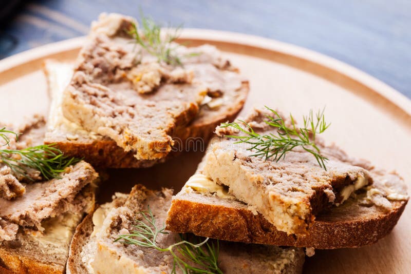 Slices of Bread with Baked Pate Stock Photo - Image of meal, snack ...