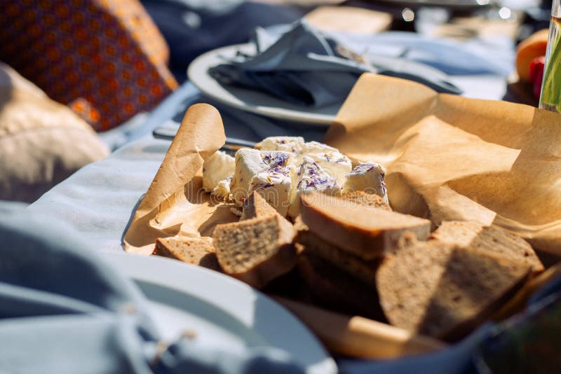 Slices of Bread and Cheese on Paper Stock Photo - Image of healthy ...