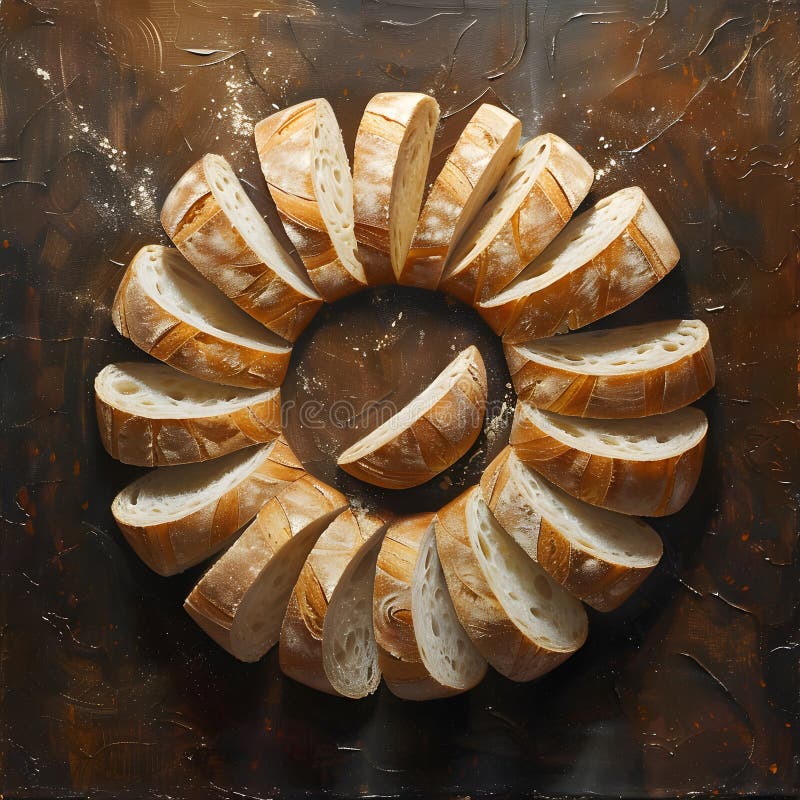 Slices of Bread Form a Wheelshaped Spiral on the Table Stock Photo ...