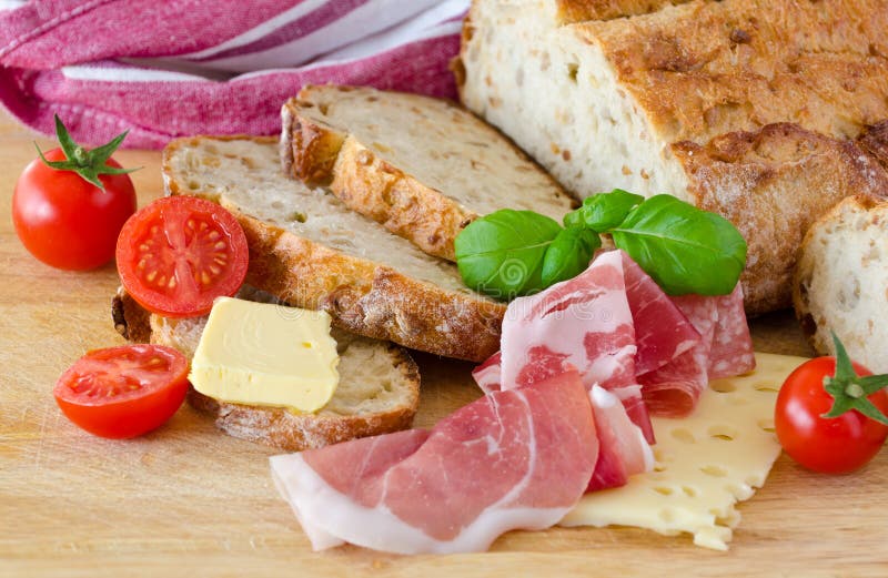 Slices of bread and ham stock image. Image of cheese - 23560753