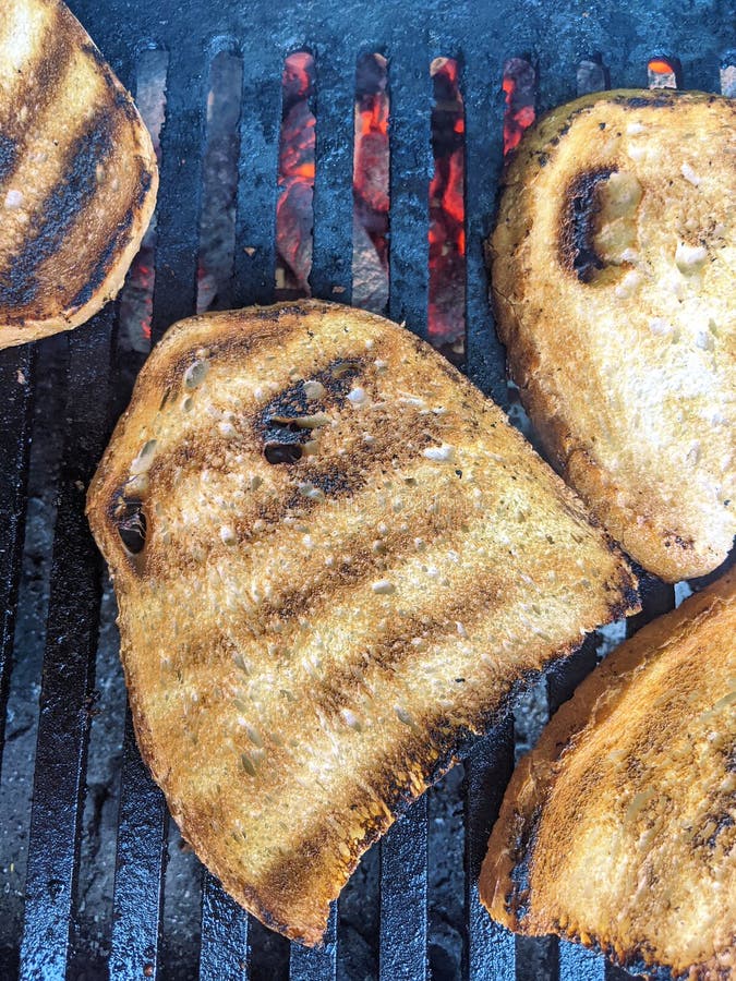 Slices of Bread Put on the Grill Stock Image - Image of family, bake ...