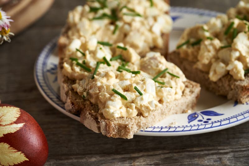 Slices of Bread with Spread Made from Hard-boiled Easter Eggs Stock ...