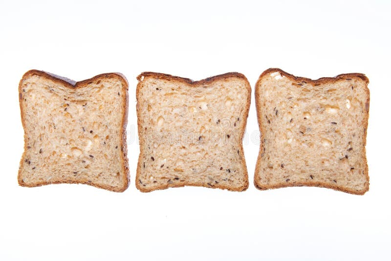 Slices of Brown Bread in a Line and Close Up Stock Photo - Image of ...