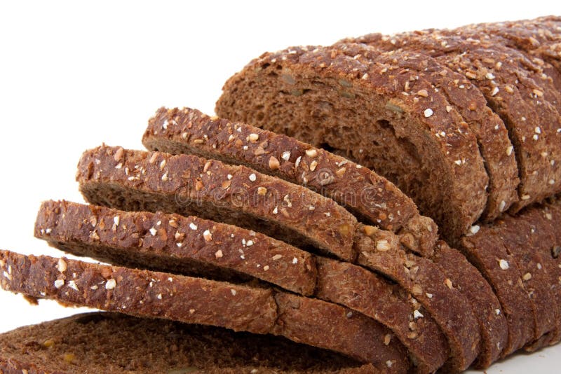 Slices of Brown Whole Grain Bread Stock Image - Image of baked, seed ...