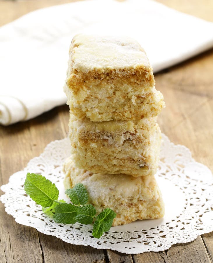 Slices of the Cake of Puff Pastry Stock Photo - Image of space, portion ...