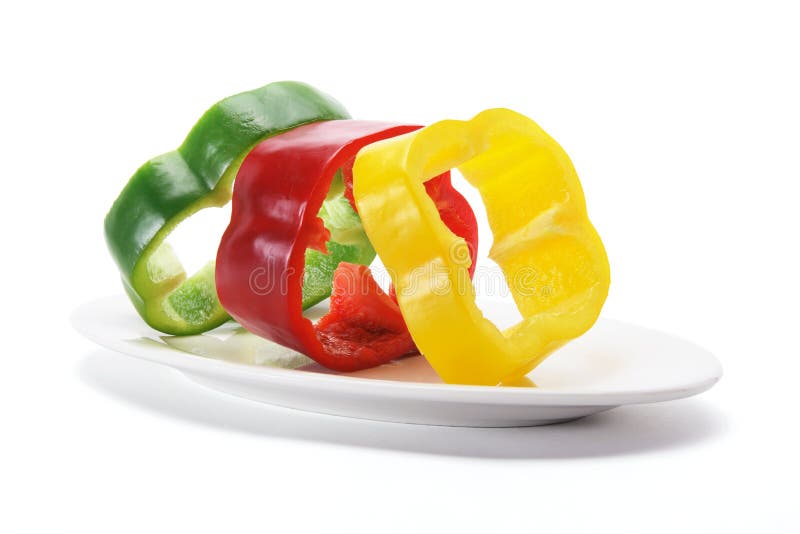 Slices of Bell Peppers stock photo. Image of shot, white - 16978528