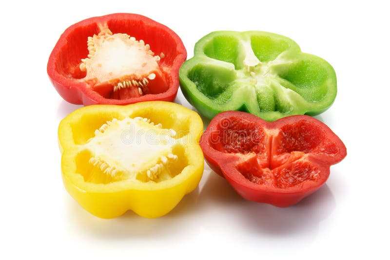 Slices of Bell Peppers stock photo. Image of shot, white - 16978528