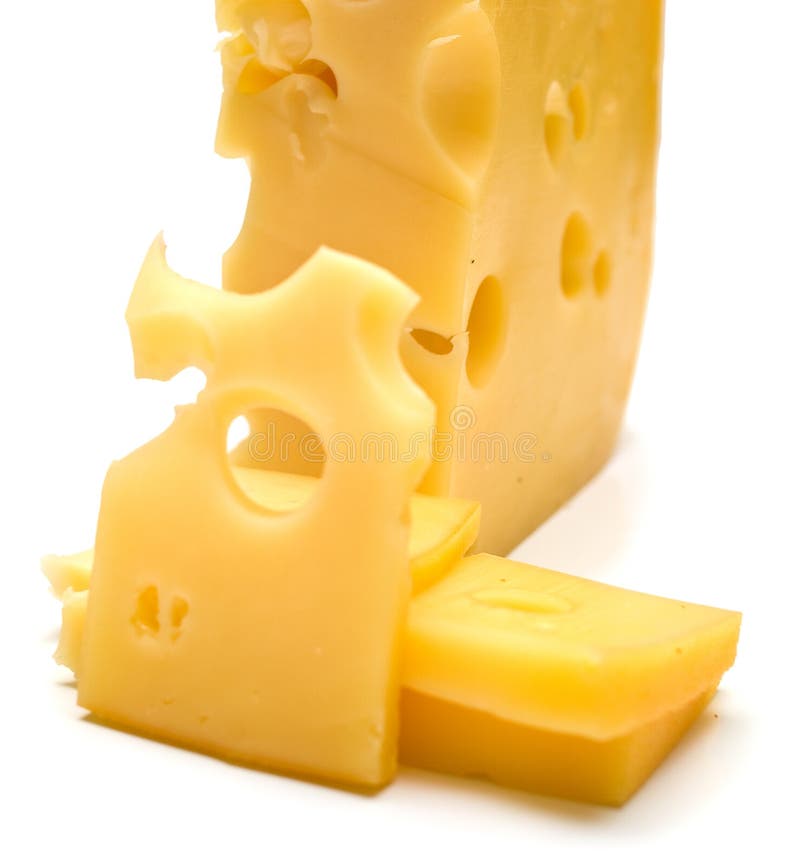 Big Yellow Cheese Chunk And Slices Stock Photo - Image of fresh ...