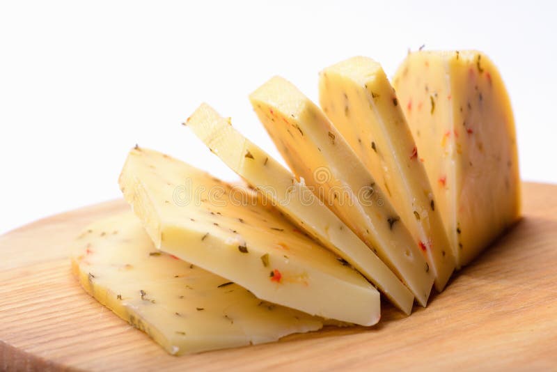 Slices of Cheese with Spices Stock Image - Image of cheese, tasty ...
