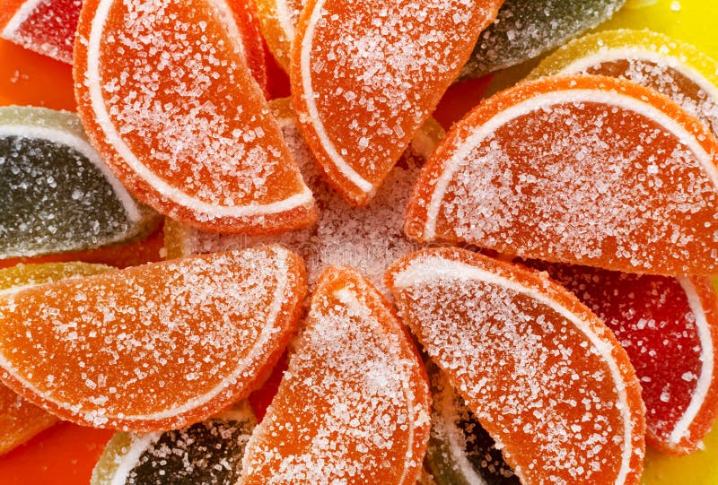 Slices of Chewable Marmalade of Different Colors. Marmalade Candies in ...