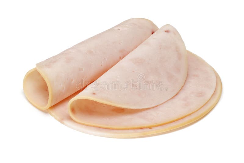 Slices of Chicken Ham Isolated on White Stock Photo - Image of ...