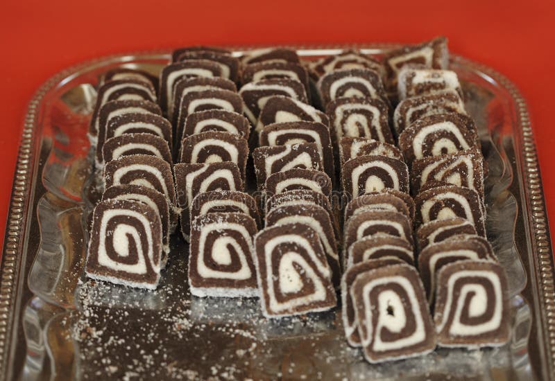 Slices of Chocolate and Coconut Roll Cake Stock Image - Image of food ...