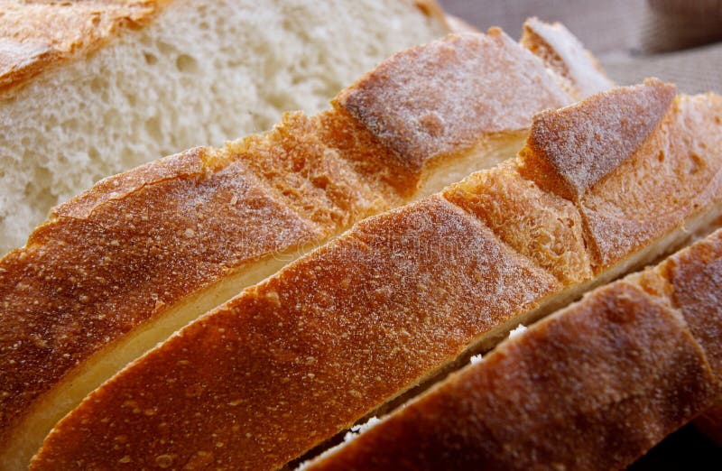 Slices of Chopped White Bread. a Side View Stock Image - Image of wheat ...