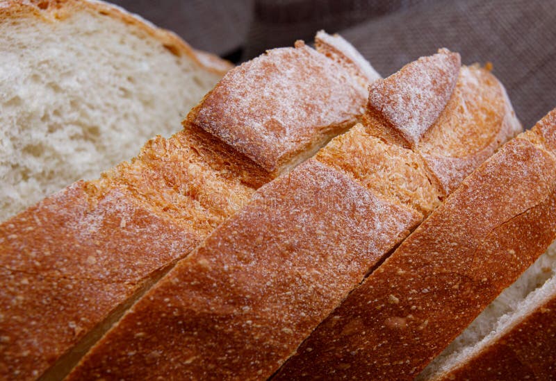 Slices of Chopped White Bread. a Side View Stock Image - Image of ...