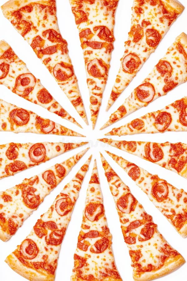 Slices of Classic Pepperoni Pizza Arranged in Circular Pattern Stock ...