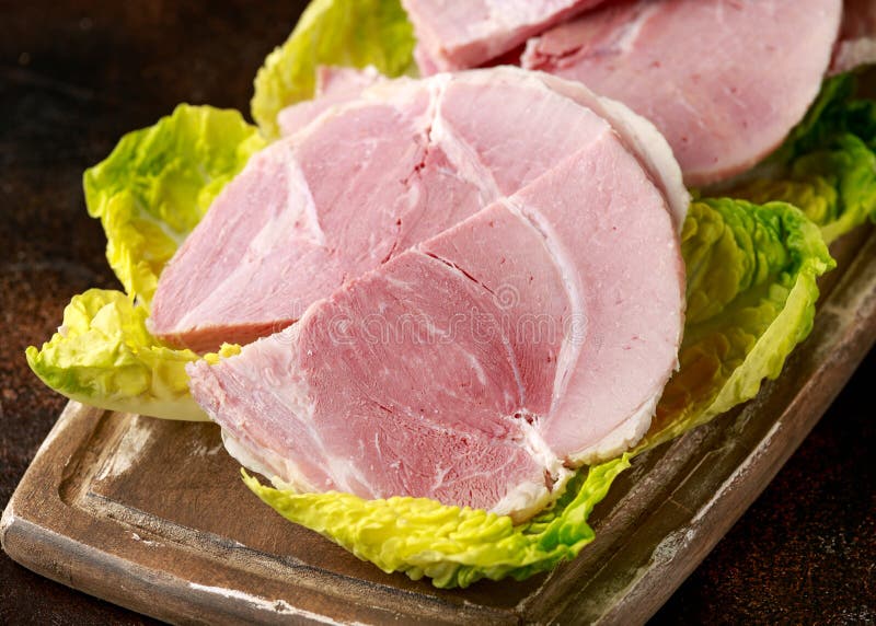 Slices of Cooked Festive Ham for Dinner Table and Sandwiches Stock ...