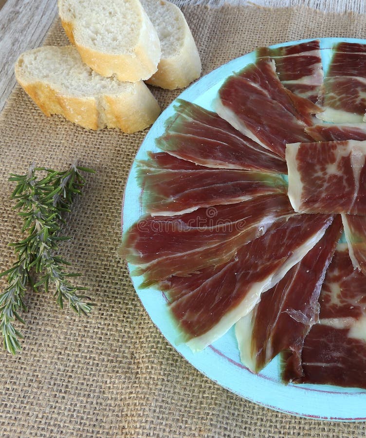 Slices of cured ham stock image. Image of cuisine, serrano - 230396375