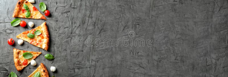 Slices of Delicious Pizza on Grey Background Stock Photo - Image of ...
