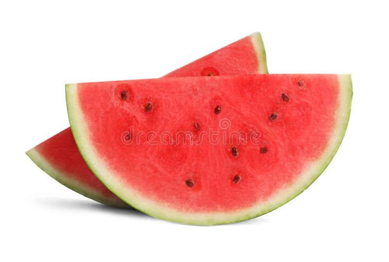 Slices of Delicious Ripe Watermelon on White Background Stock Image ...
