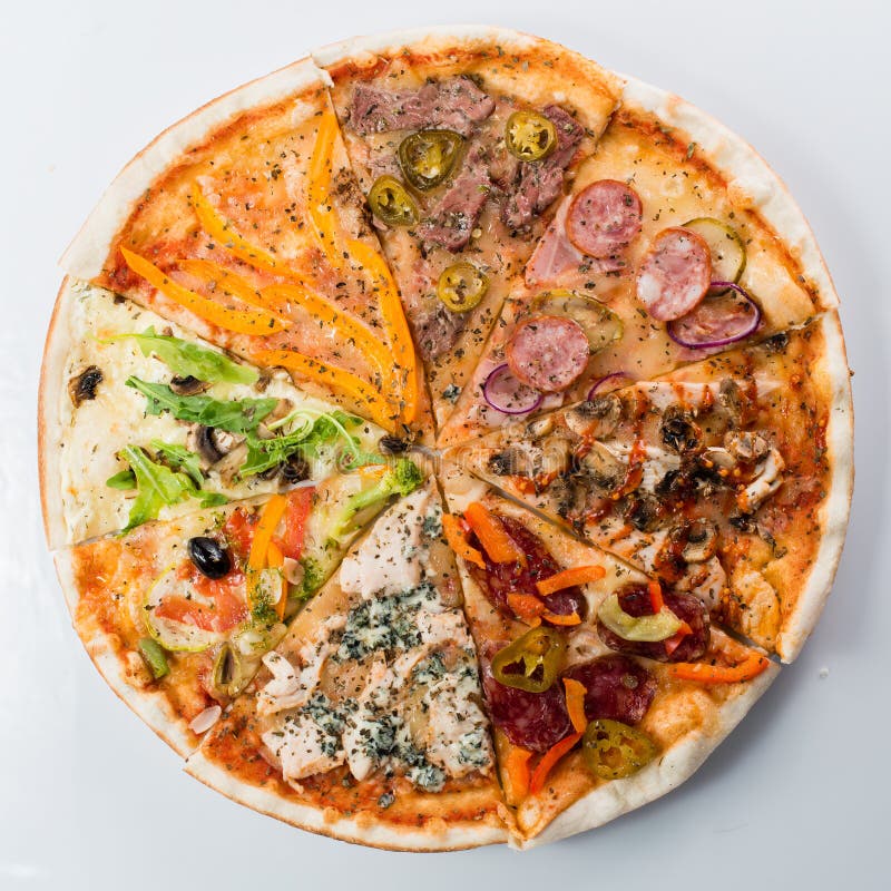 Slices of Different Pizzas Collected in One Pizza Stock Image - Image ... Slices of Different Pizzas Collected in One Pizza Stock Image - Image ...