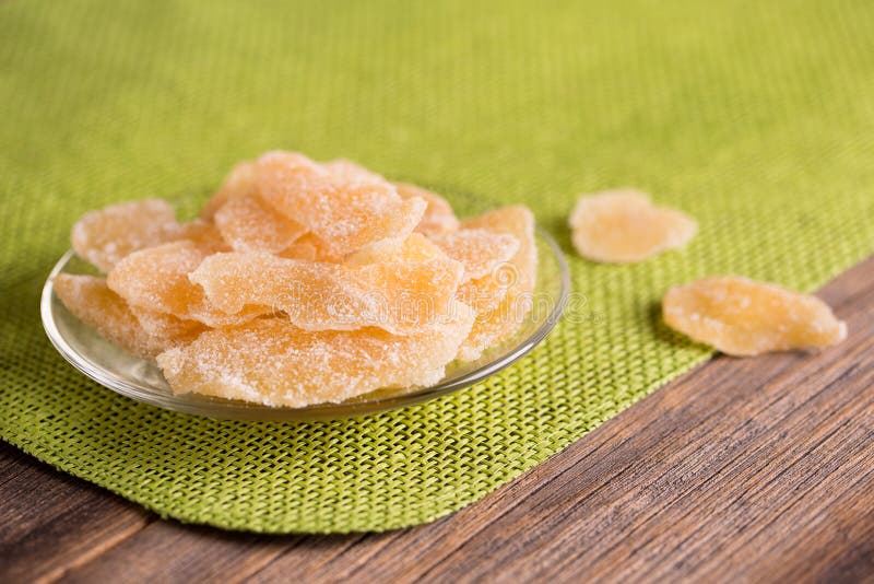 Slices of Dried Ginger with Sugar Stock Image - Image of snack, yellow ...
