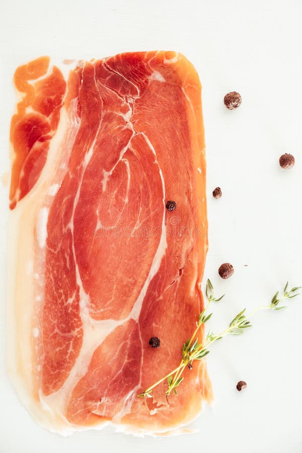Slices of Dried Spanish Ham. Jamon Serrano on the White Background ...