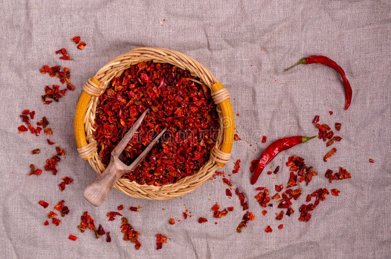 Slices of dry red pepper stock image. Image of organic - 207117617