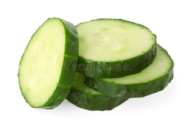 Slices of Fresh Cucumber Isolated on White Stock Photo - Image of ...