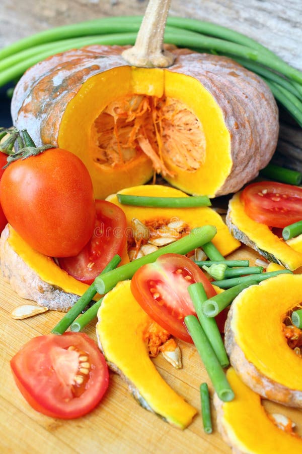 Slices of fresh pumpkins stock image. Image of harvest - 38366143