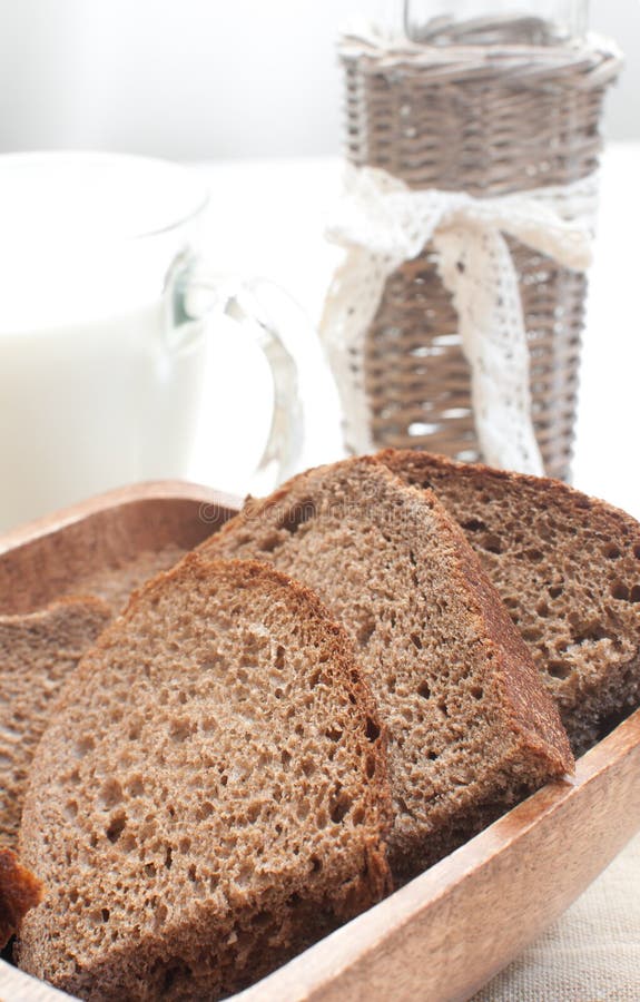 Slices of fresh rye bread stock photo. Image of stack - 30734186
