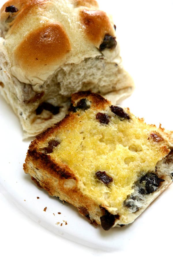 Slices of Freshly Toasted Hot Cross Buns Stock Image - Image of ...