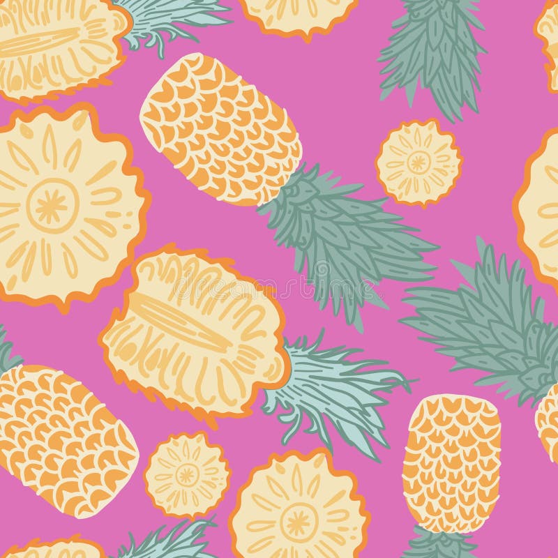 Slices Full Pineapples Flat Design Seamless Pattern Stock Vector - Illustration of ripe, graphic ...