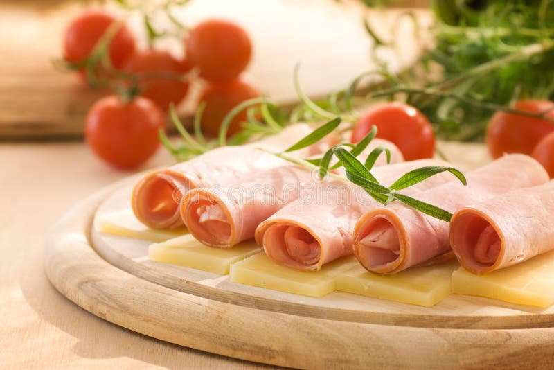 Slices of ham and cheese stock photo. Image of dinner - 22310920